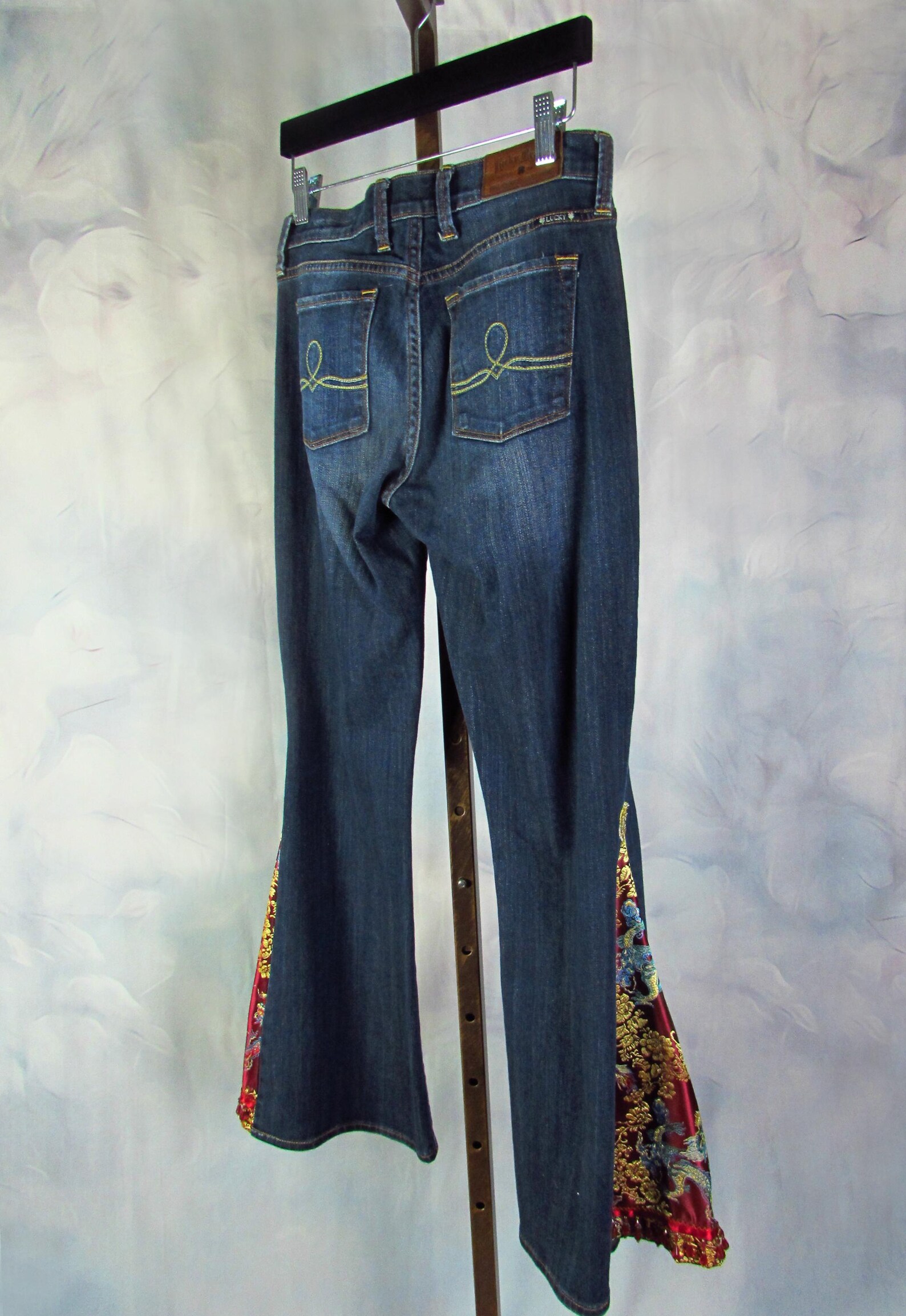 Embroidered Bellbottom Jeans | Embellished Jeans | Upcycled Jeans ...