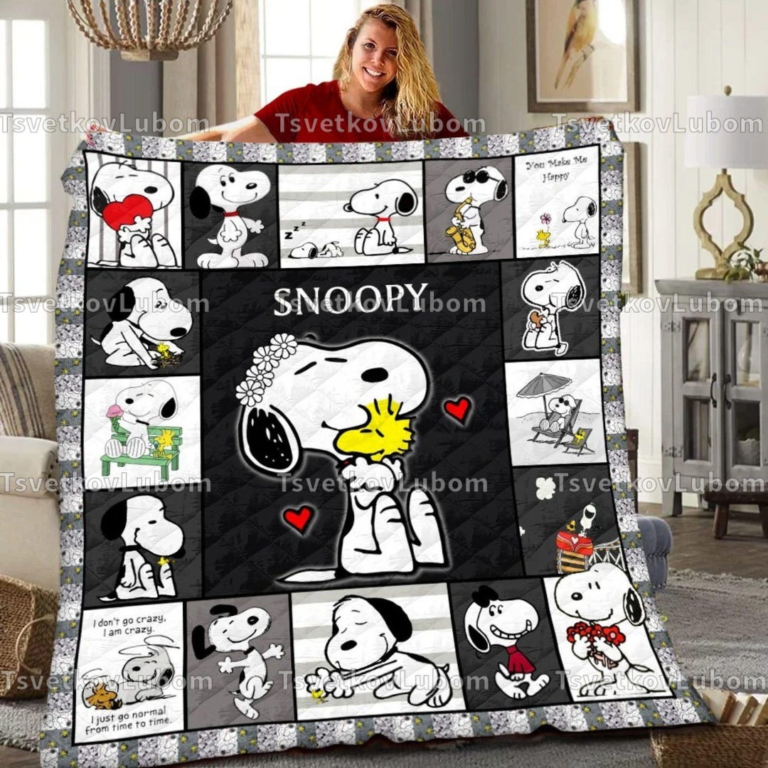 Snoopy Peanuts Quilt Blanket, Snoopy Peanuts Blanket, Cozy Throw ...