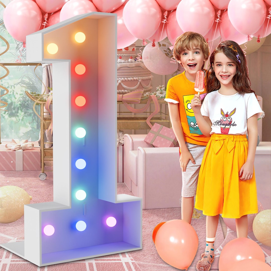 4FT DIY Marquee Light up Numbers (0-9 / 20, 24) , Choose Your Color, 11 ...