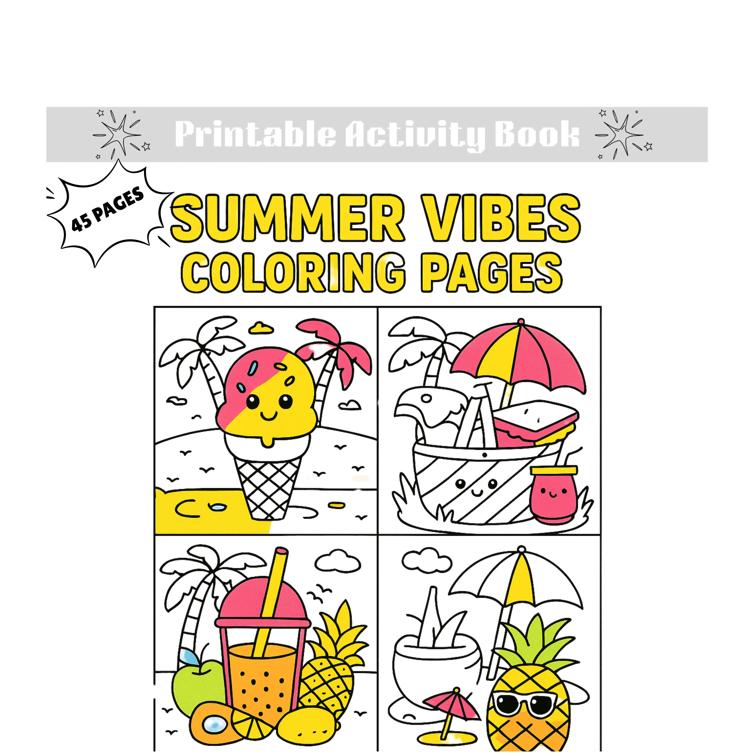 Printable Summer Vibes Coloring Pages for Kids Coloring Book for Kids ...