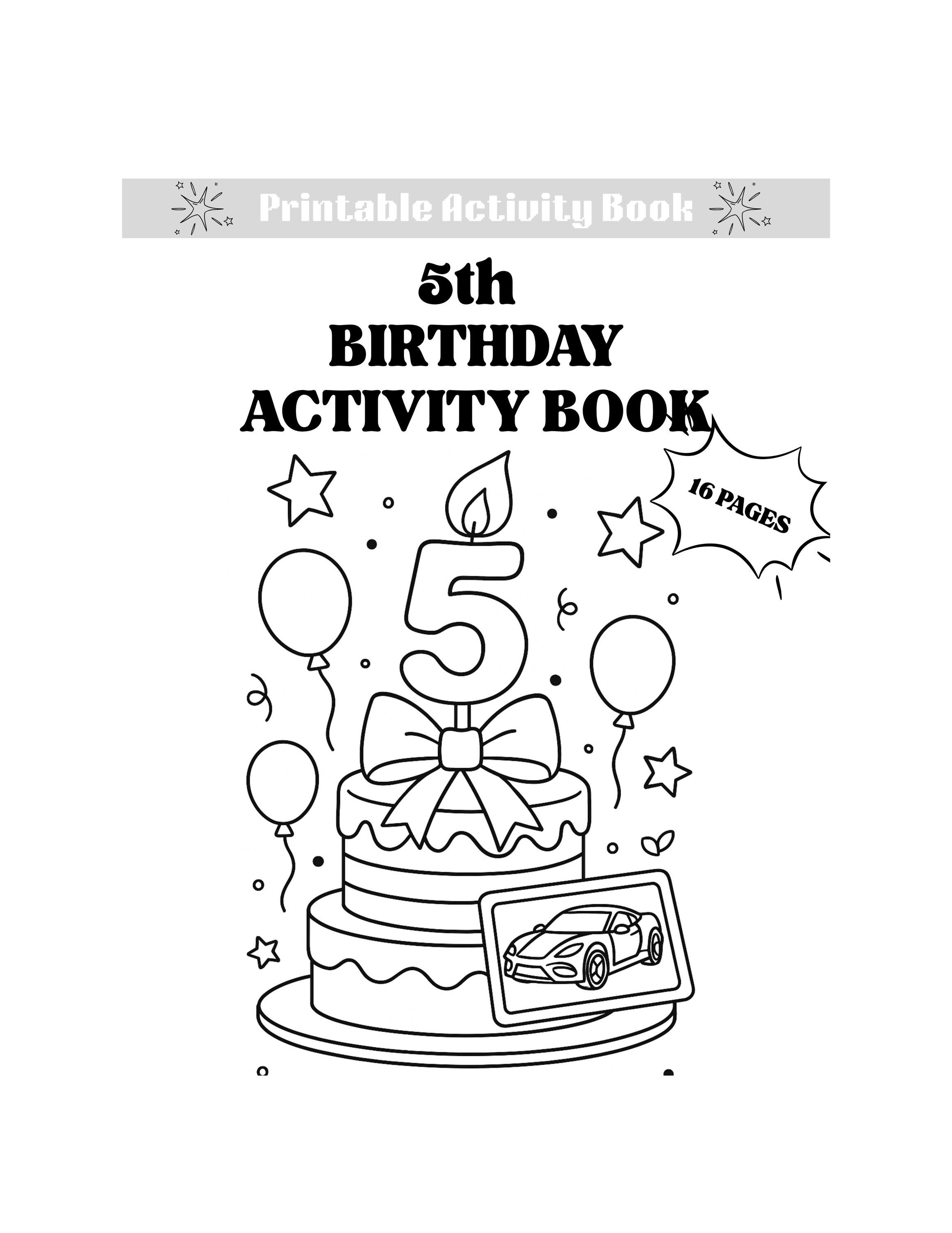 Printable Birthday Activity Pages Birthday Activities for Kids 5th ...