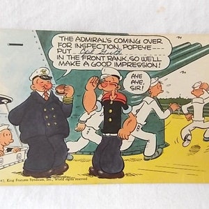 1942 WWII Popeye Wimpy Military Navy Cartoon Postcard Name Guth - Etsy