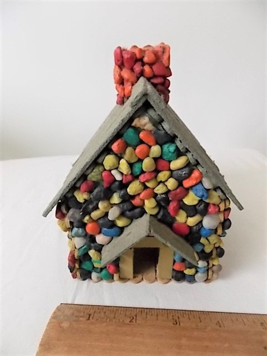 Vintage Folk Art Popsicle Stick & Pebble House Fairy House - Etsy