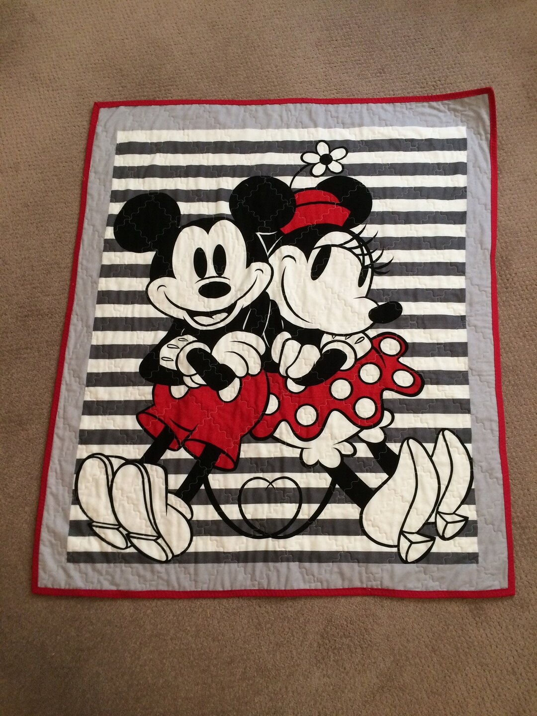Mickey and Minnie Mouse Baby Quilt - Etsy