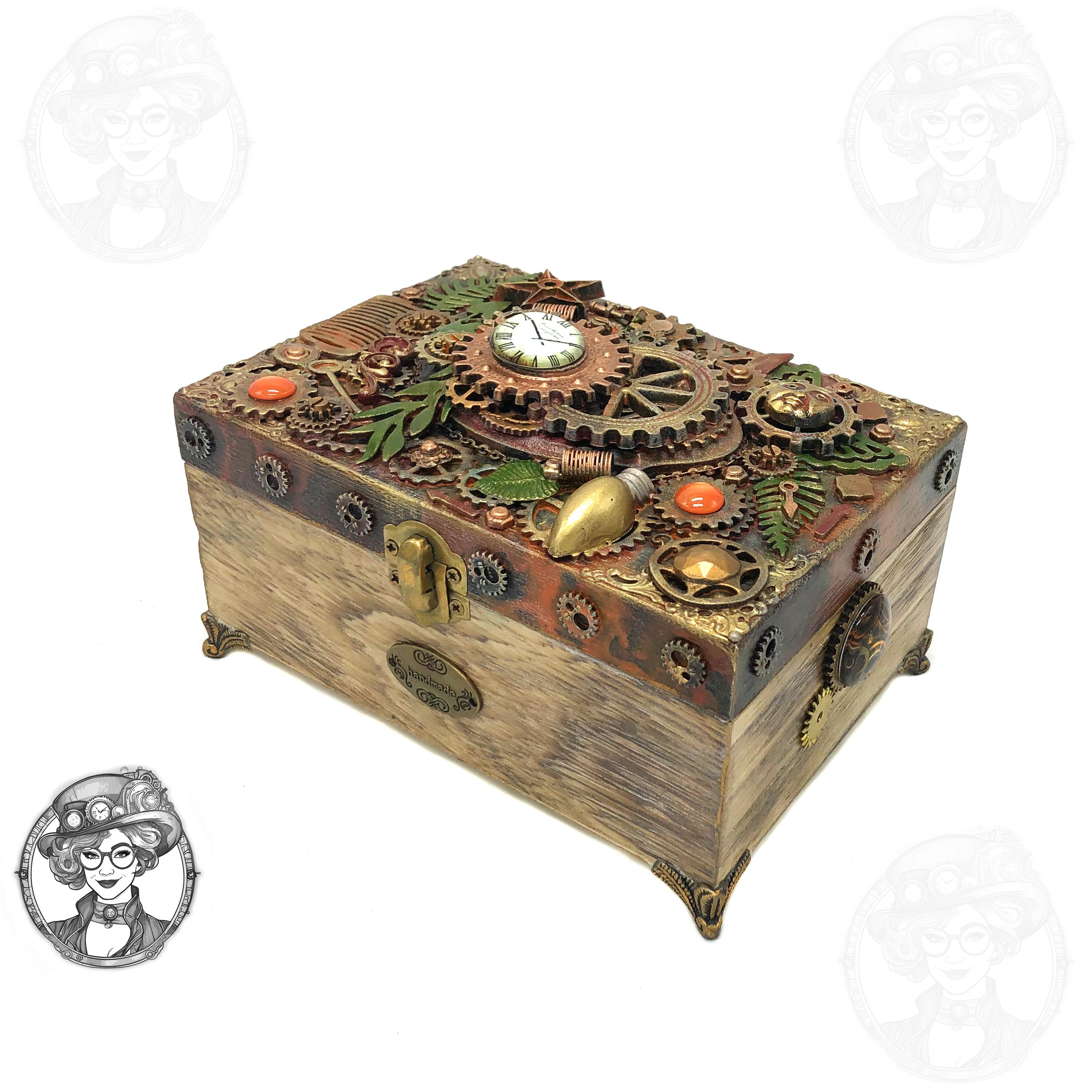 Steampunk Box, Jewelry Organizer Box, Keepsake Box, Wood Box With Lid ...