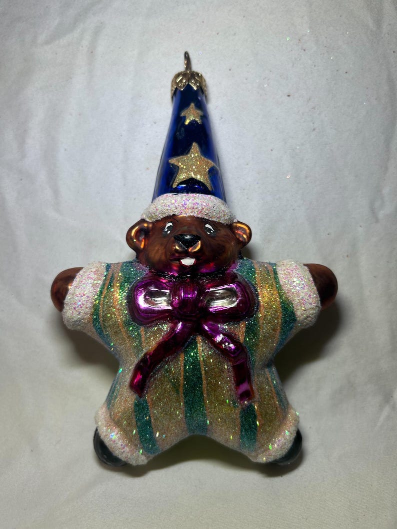 Christopher Radko Star Bear Ornament Striped Teddy - Etsy