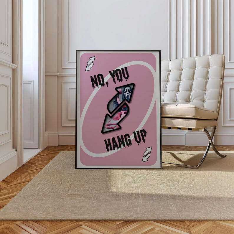 Ghostface Scream No You Hang up Halloween Home Decor, Uno Card Wall Art ...