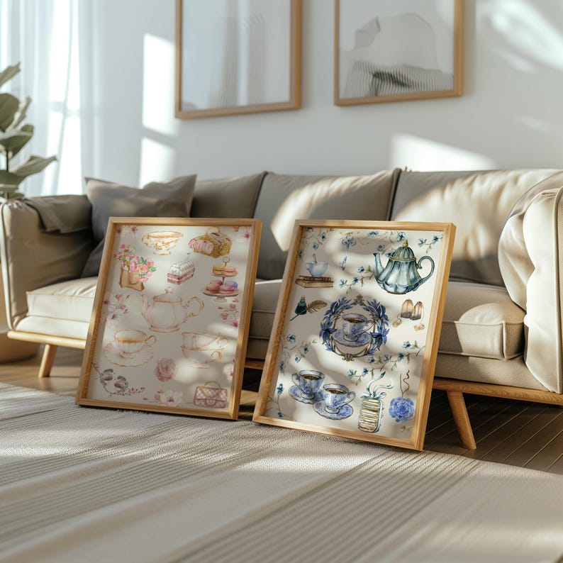 Cottage Core Tea Party Wall Art Set, Grandma's Vintage Vibes, Coquette ...