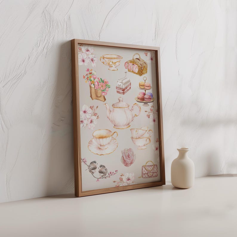 Cottage Core Tea Party Wall Art Set, Grandma's Vintage Vibes, Coquette ...