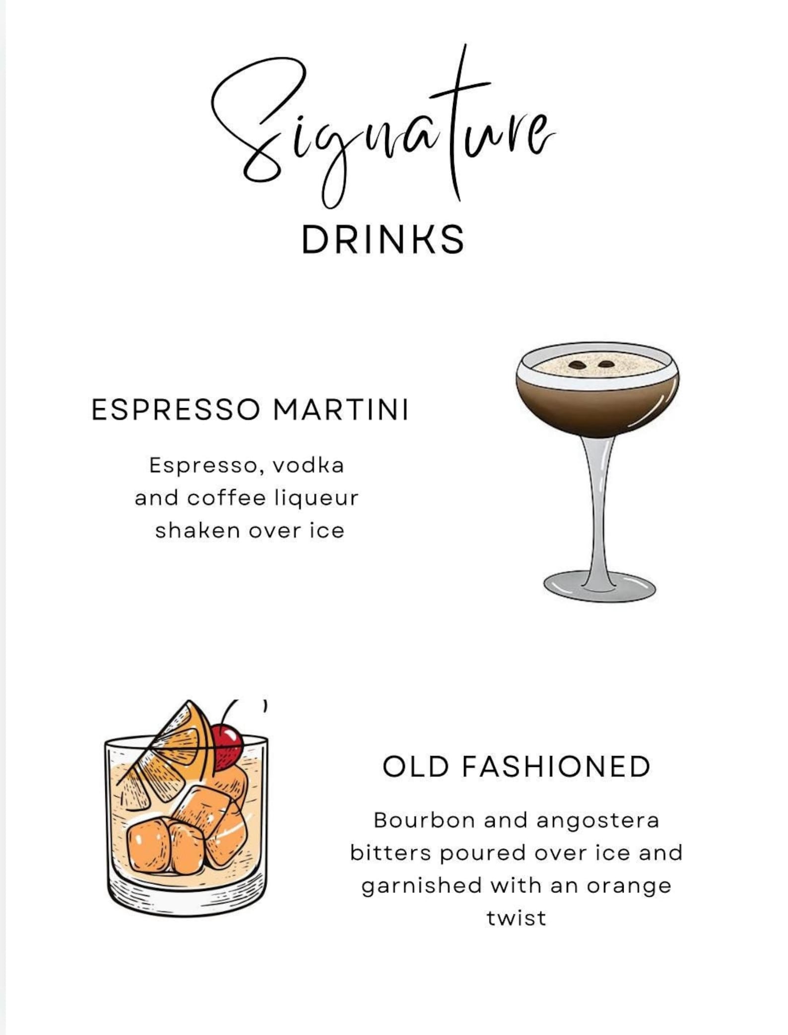Signature Drink Sign - Etsy