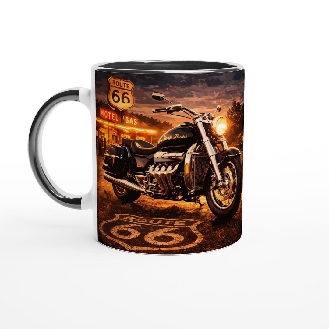 Route 66 Motorcycle Boss Hoss Mug – Ceramic Mug With Route 66 Motif and ...