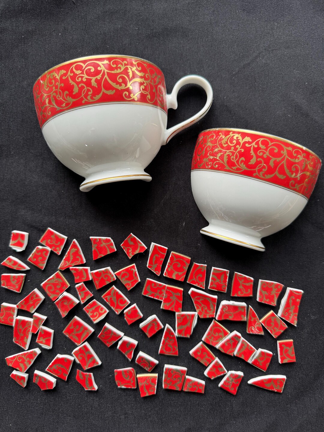 HALF TEACUP & TILES Cut From Vintage China for Picassiette Mosaics - Etsy