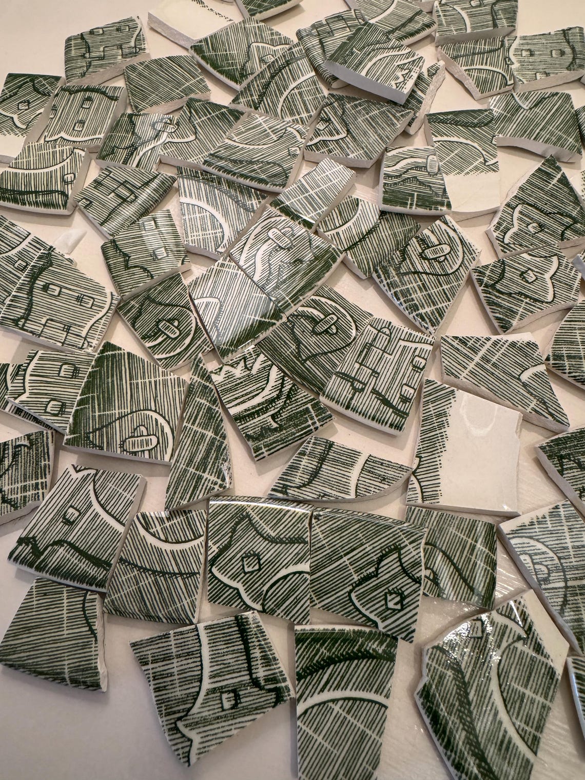 75 GREEN TILES From Vintage China Plates for Mosaics - Etsy