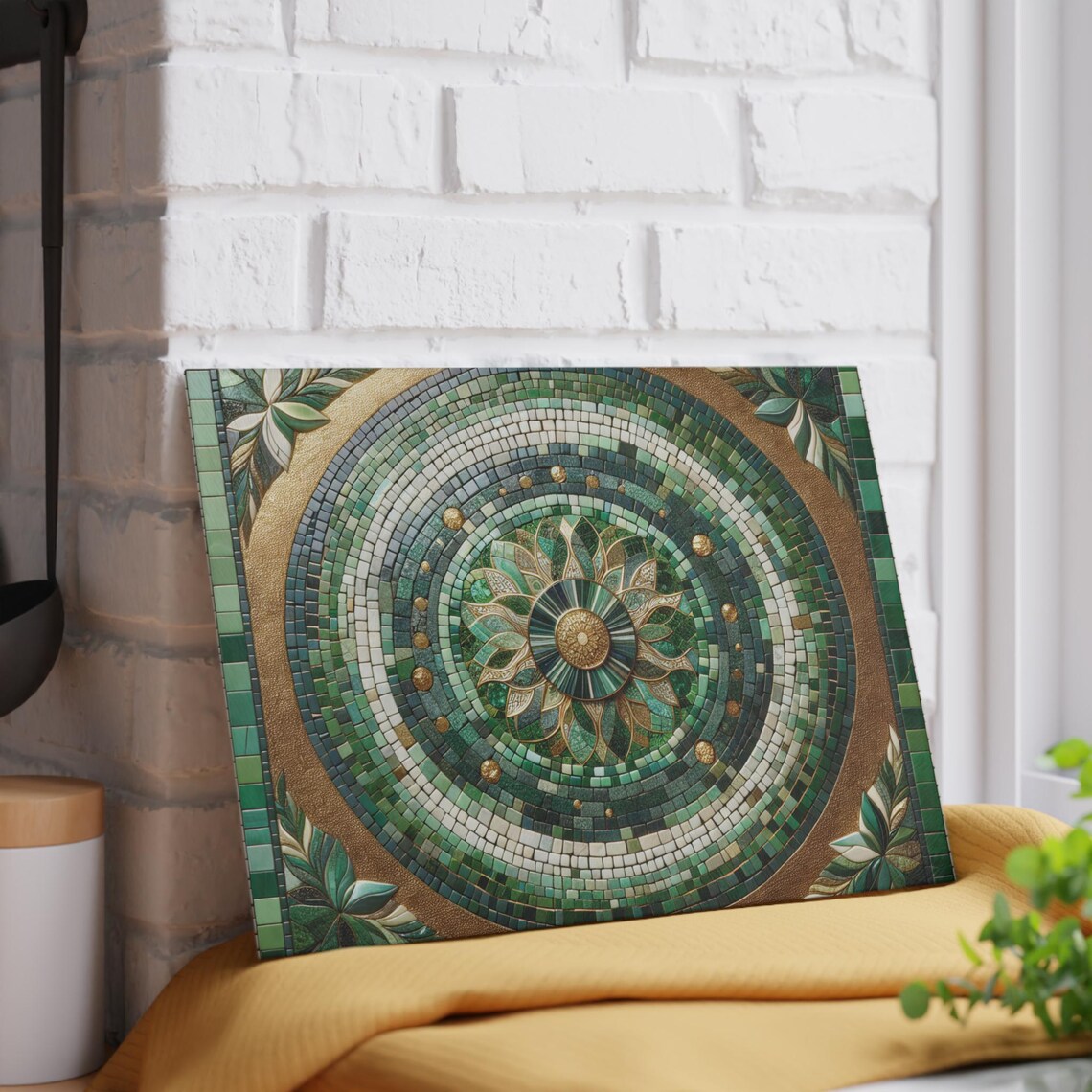 Kitchen Beautiful Green Mosaic Glass Cutting Board, Kitchen Decor ...