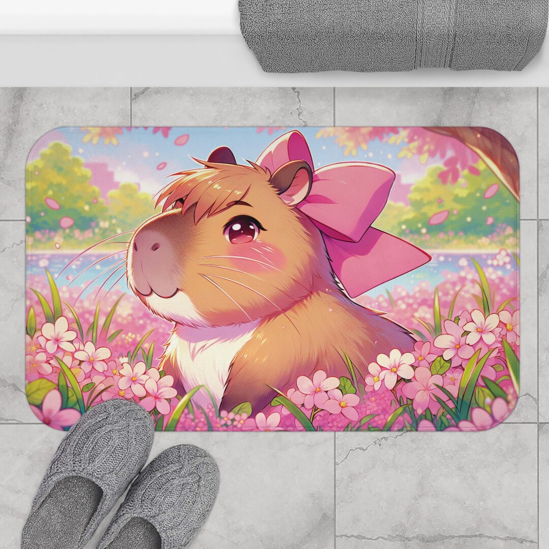 Capybara Cute Bath Mat, Kawaii Bathroom Rug, Cute Home Decor Gift ...