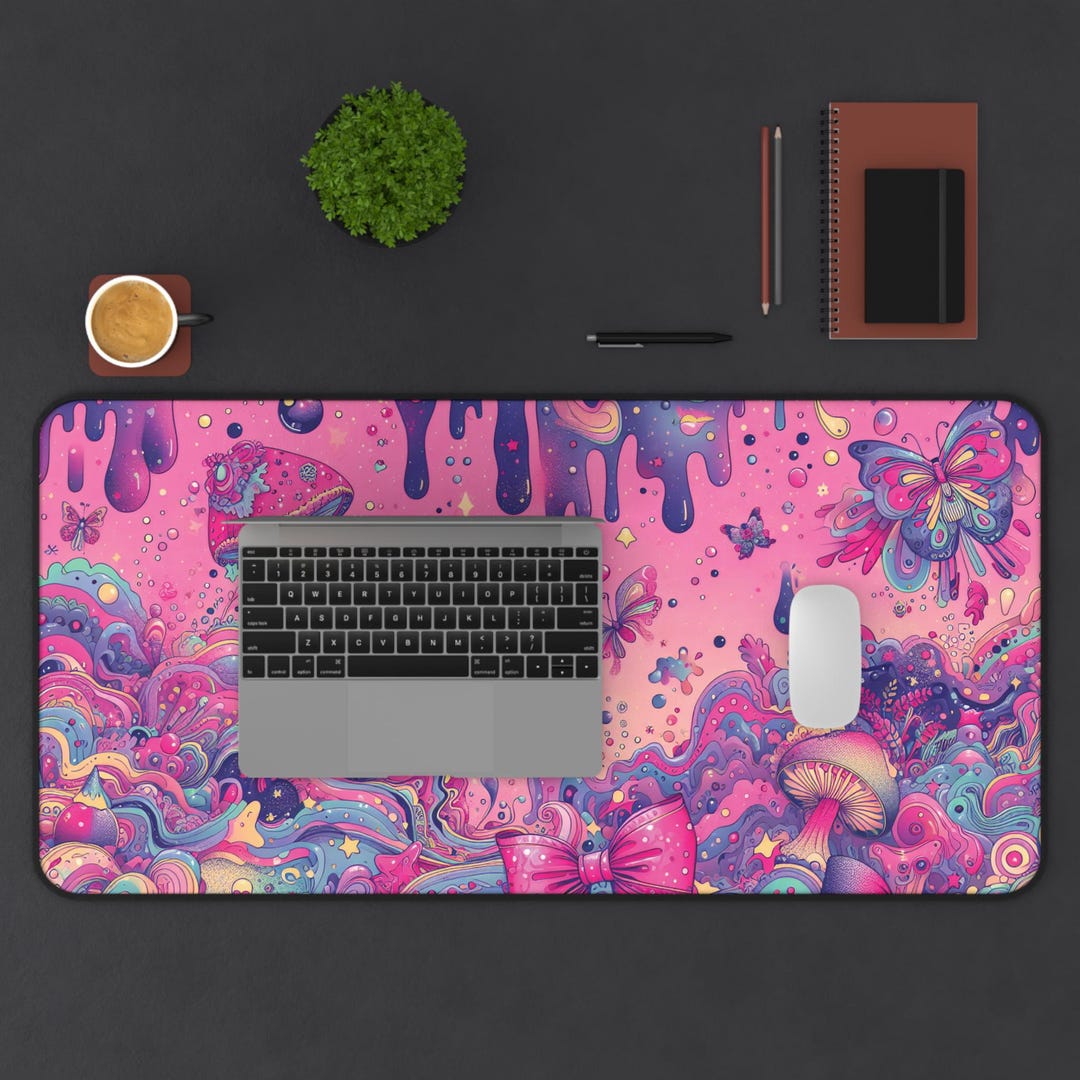 Fantasy Coquette Aesthetic Desk Mat, Trippy Playmat, Trendy Mouse Pad ...
