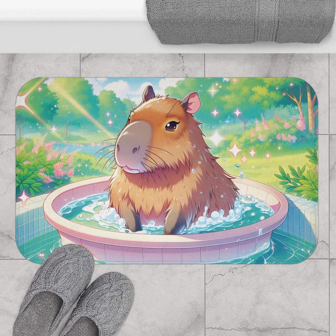 Capybara Cute Bath Mat, Kawaii Bathroom Rug, Cute Home Decor Gift ...