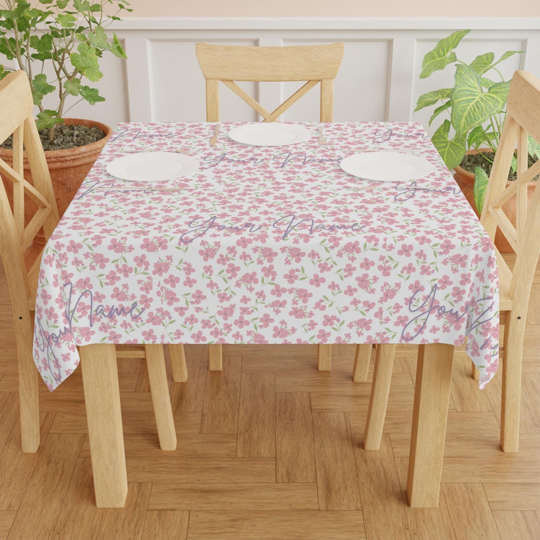 Personalized Pink Aesthetic Cute Tablecloth, Party Decor, Dining Room ...