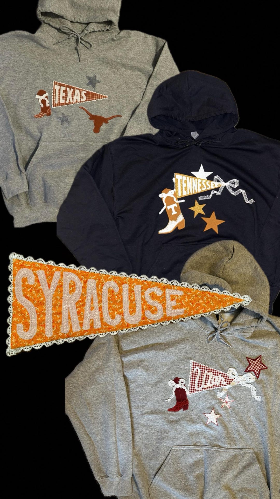 Custom Patchwork Pennant HOODIES Colleges, Sports Teams, Names - Etsy