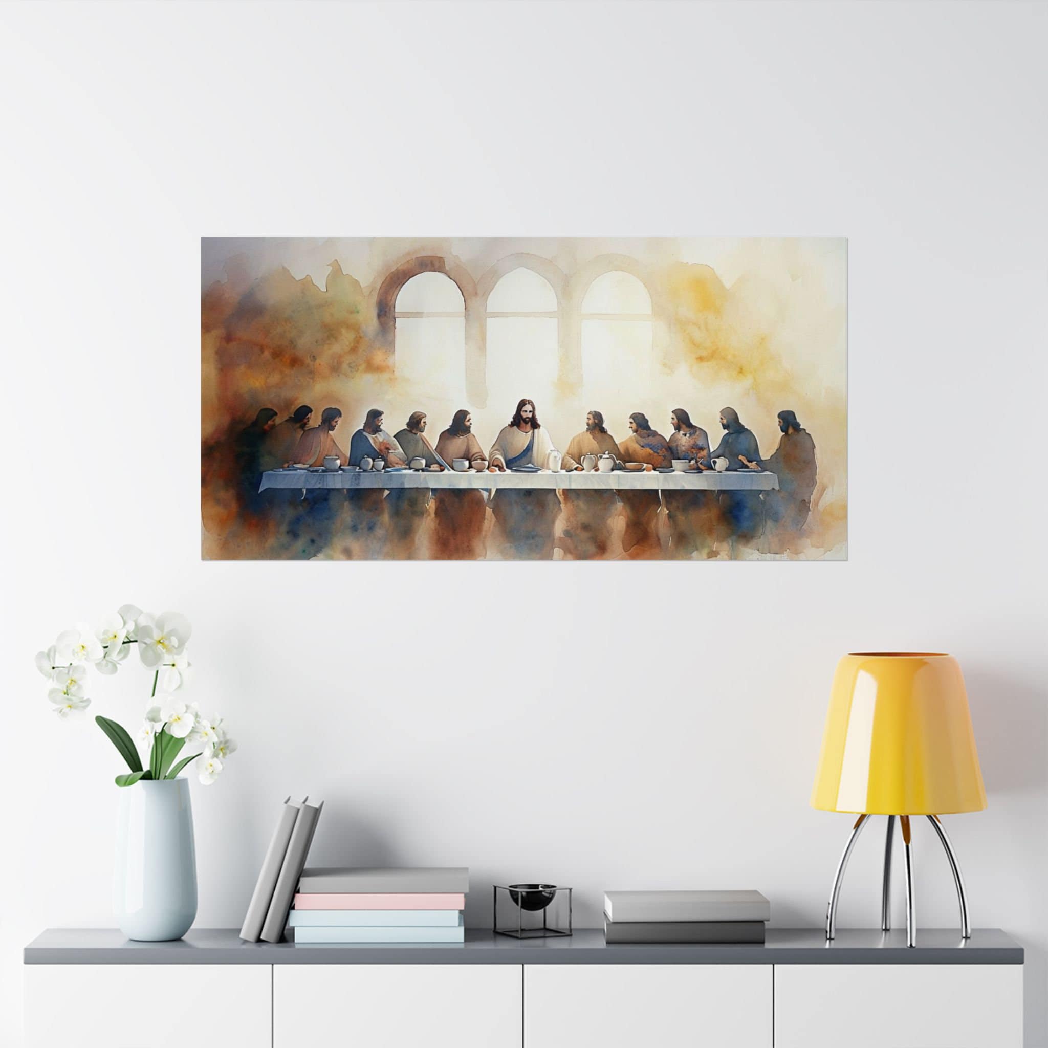 Last Supper Wall Art, Watercolor Art Poster, Religious Wall Decor ...