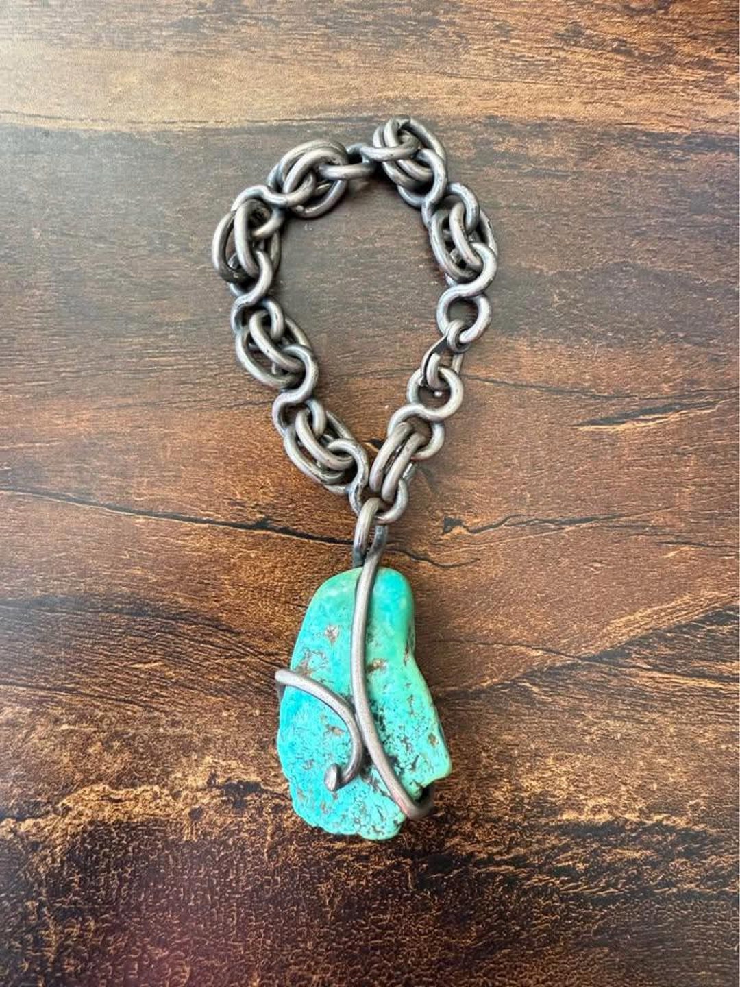 H. Fred Skaggs Signed Collectors Chunky Chain Turquoise Sterling Silver ...