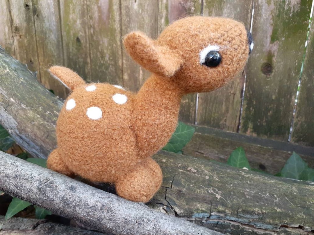 Fawn Stuffed Animal, Deer Plush, True Handmade Knit Felted Woodland ...