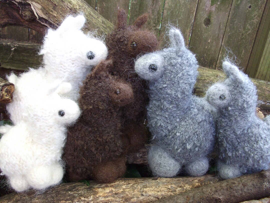 Llama Stuffed Animal, Alpaca Plush, Hand Knit and Felted Fleecy Plushie ...