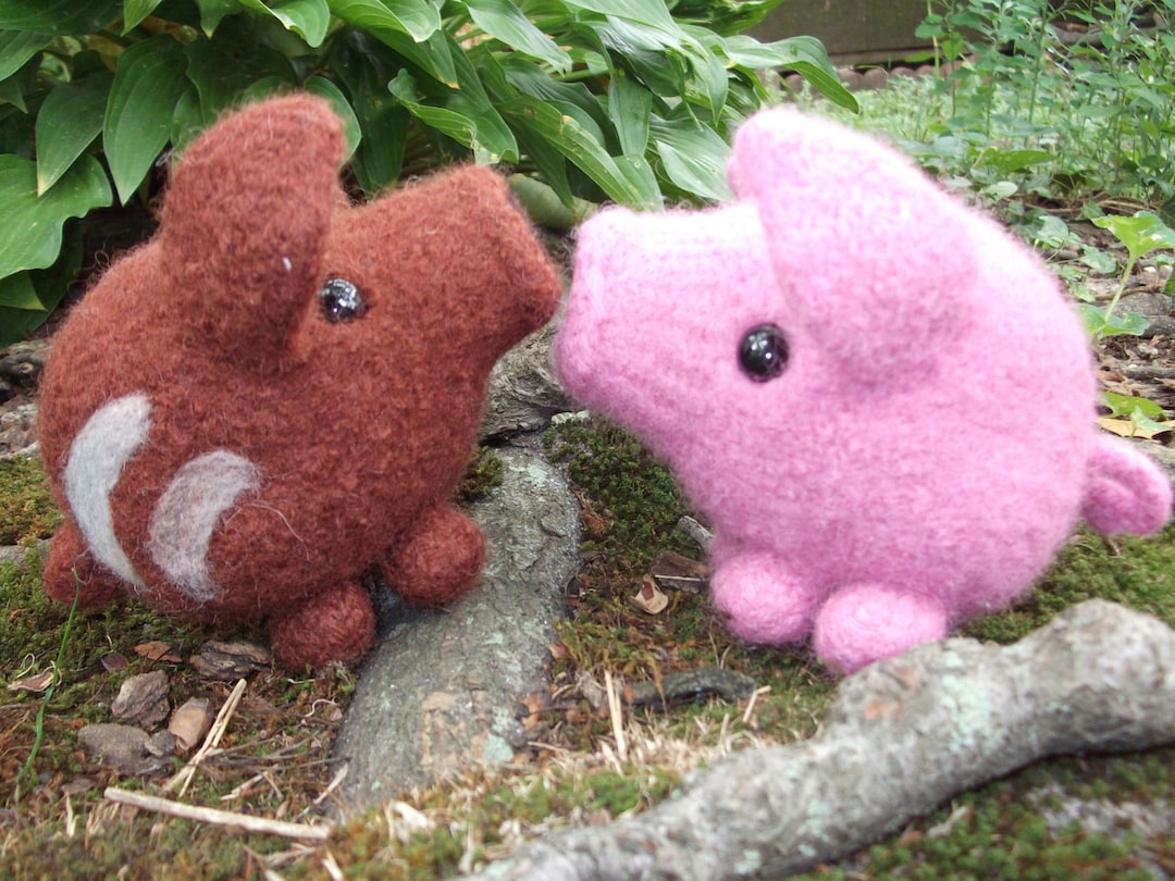 Pig Stuffed Animal, Wild Boar Plush, True Handmade Knitted Felted ...