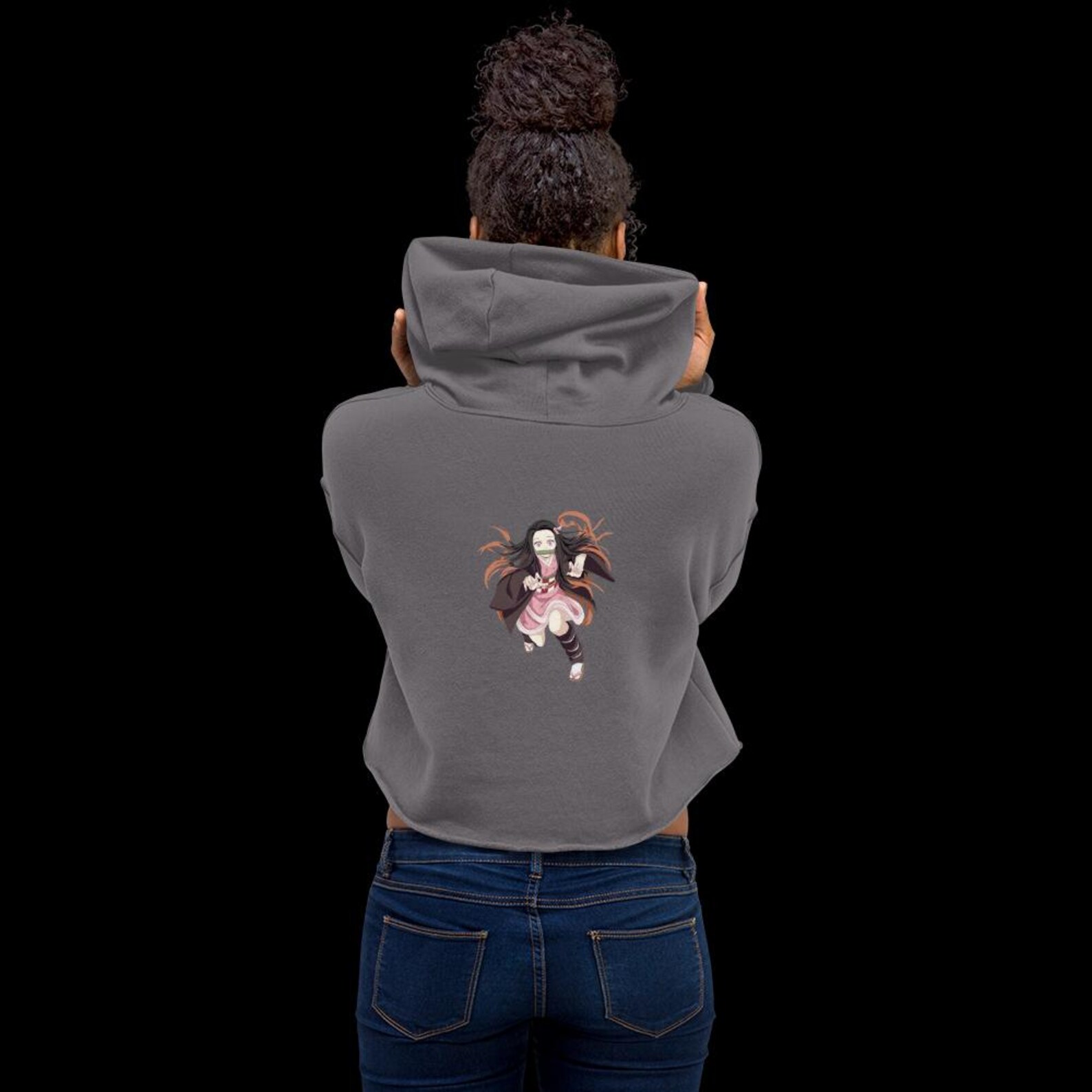 Nezuko Demon Slayer Crop Hoodie - Etsy