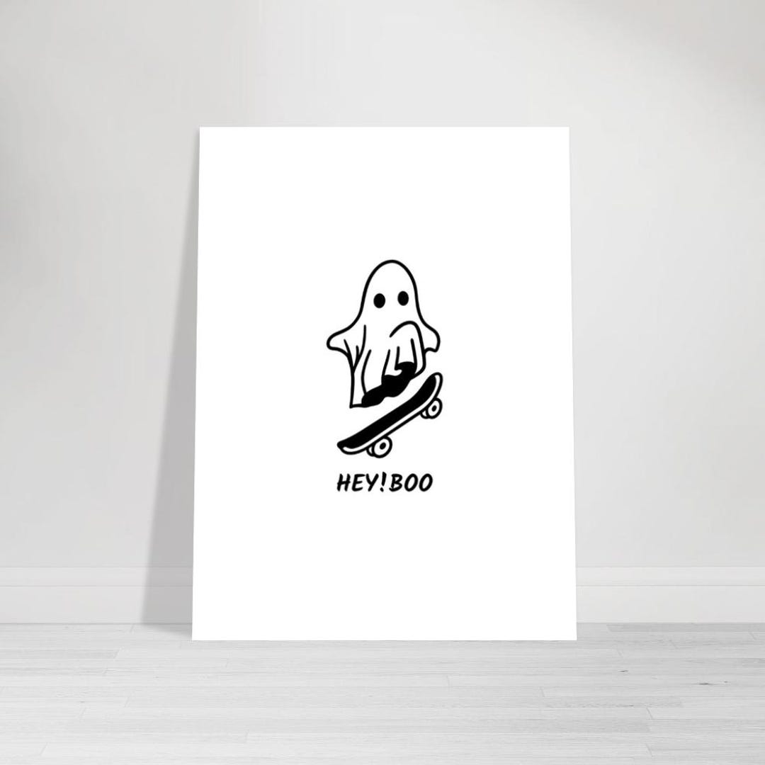 Printable Hey Boo Skating Ghost Art Digital Download Halloween Home ...