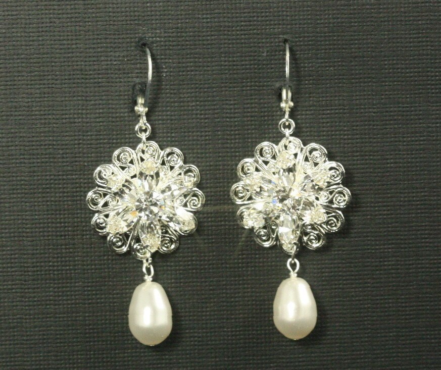 Dramatic Rhinestone Wedding Earrings Vintage Bridal Earrings - Etsy
