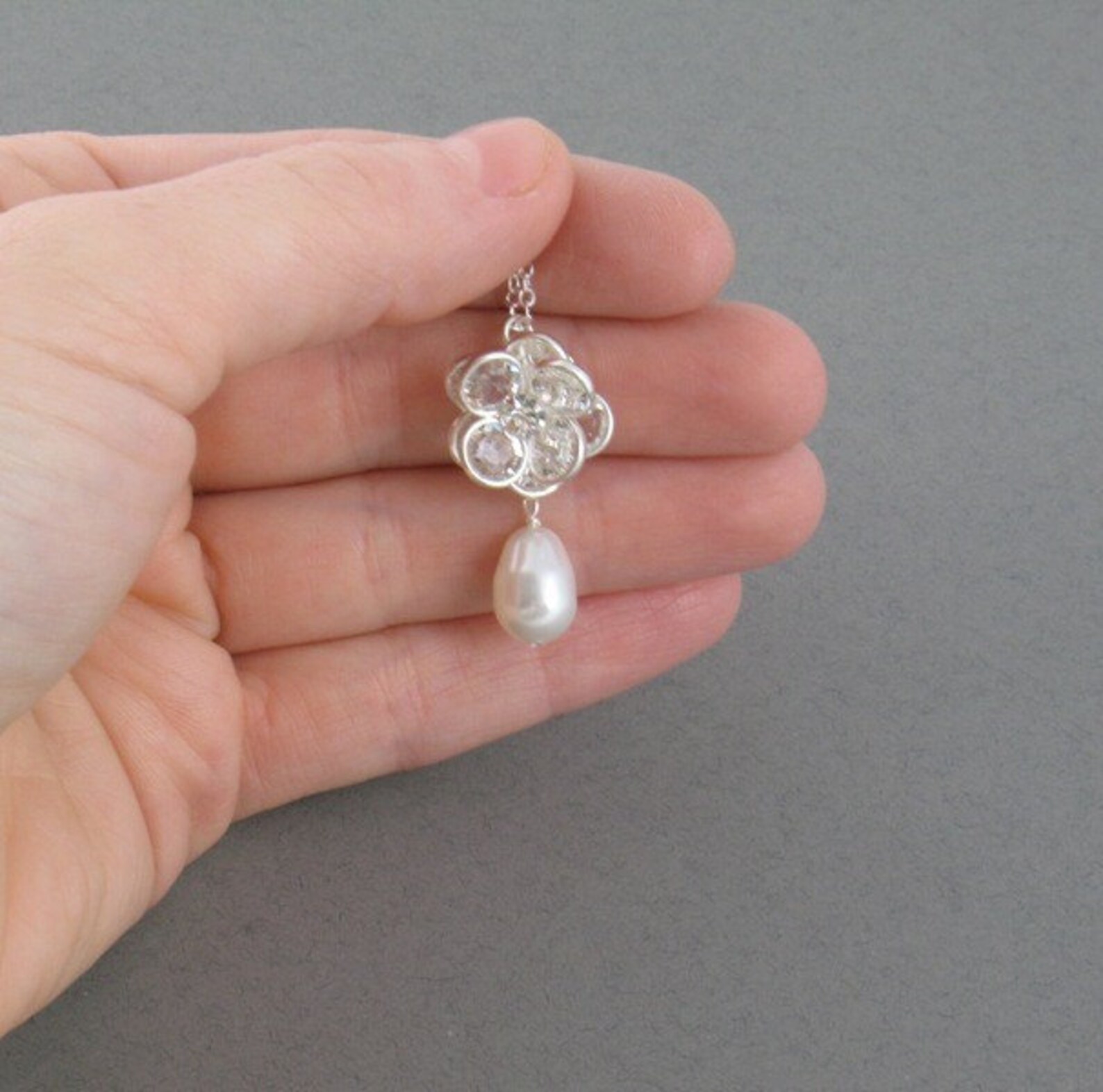 Crystal Pearl Rhinestone Necklace Wedding Bridal Jewelry Rose - Etsy