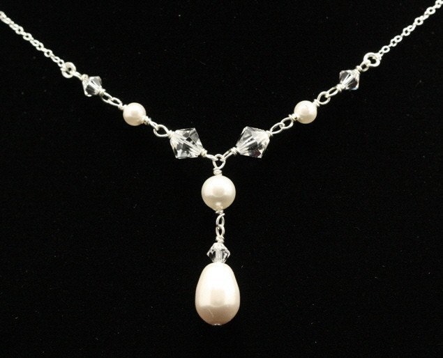 Swarovski Pearl Bridal Necklace -- Crystal Pearl, Bridal Necklace ...