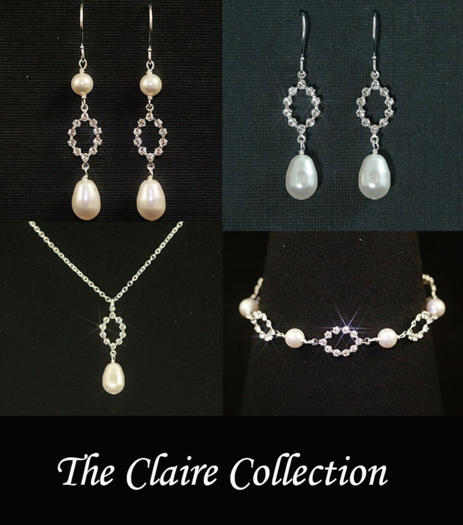 Y Drop Bridal Necklace Rhinestone Pearl Necklace Swarovski - Etsy