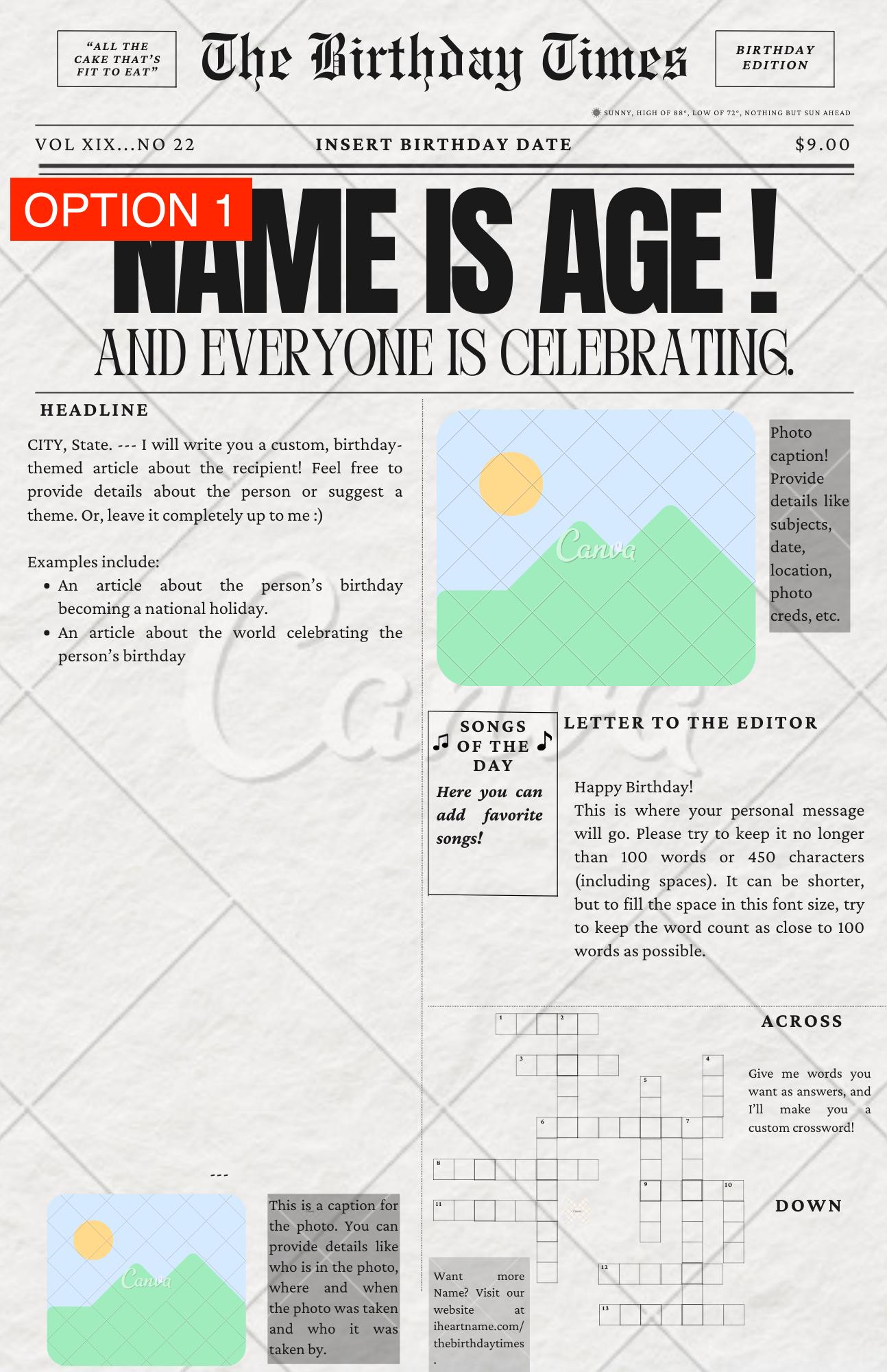 Customizable Newspaper Poster Birthday Gift - Etsy