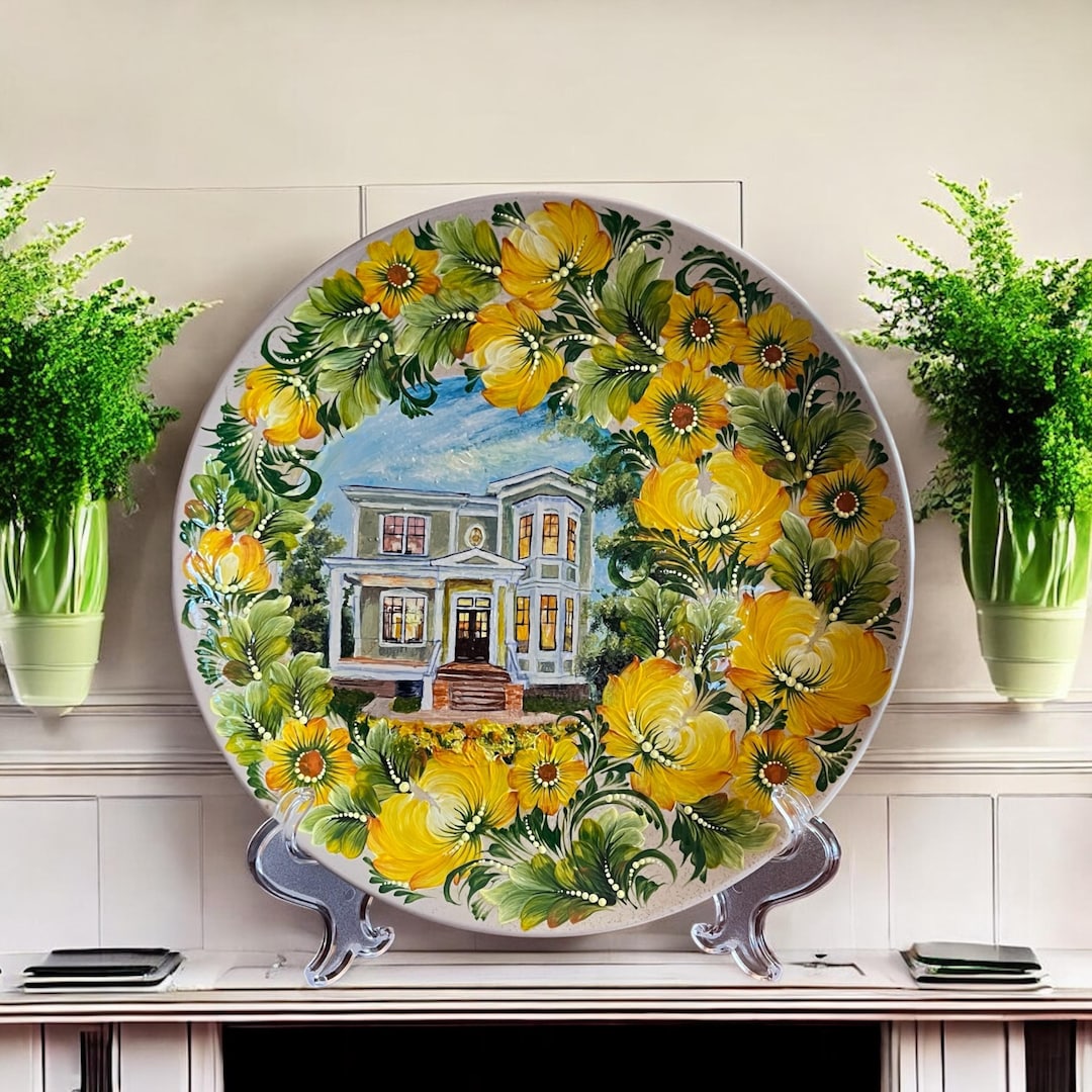 Personalized Ceramic Decorative Plate With Portrait of Your House ...