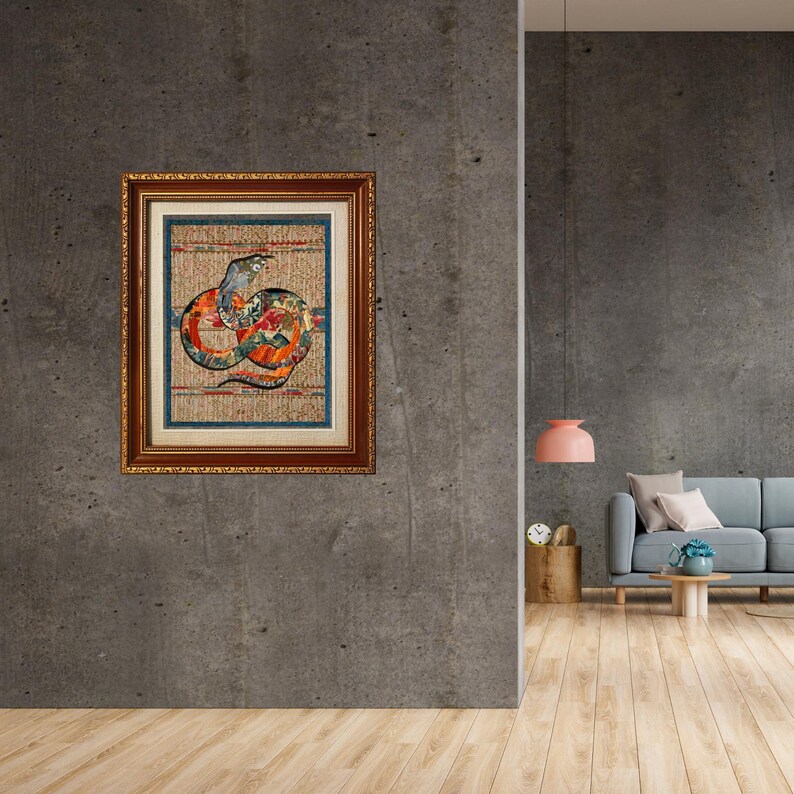 Medieval Tapestry Snake Collage Art | Digital Wall Print | Unique Boho ...