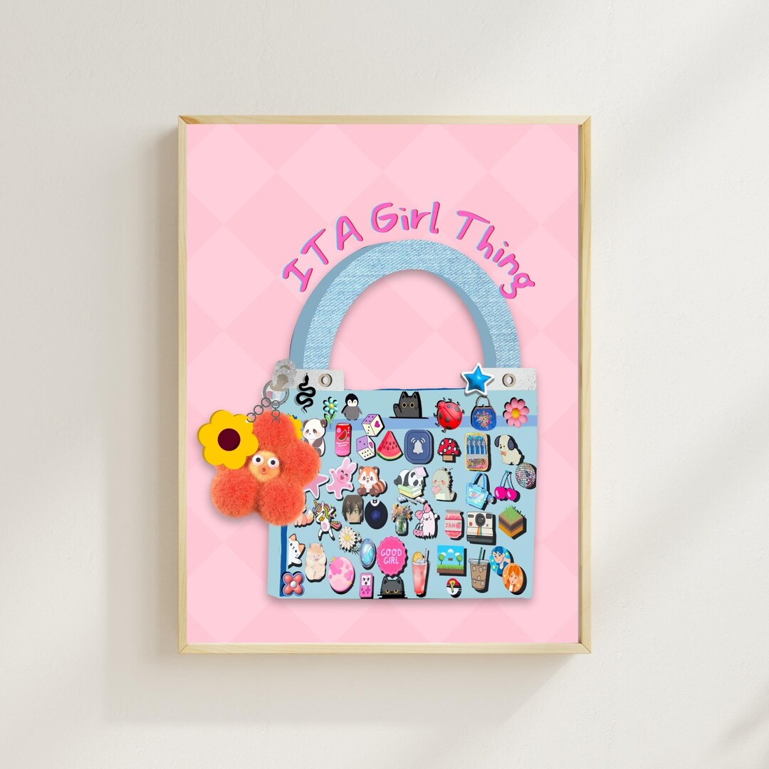 Girl Power ITA Bag Aesthetic Wall Art - Trendy Kawaii-inspired Cute ...