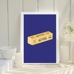 Retro Butter Stick Art Print | Printable Kitchen Wall Art | Vintage ...