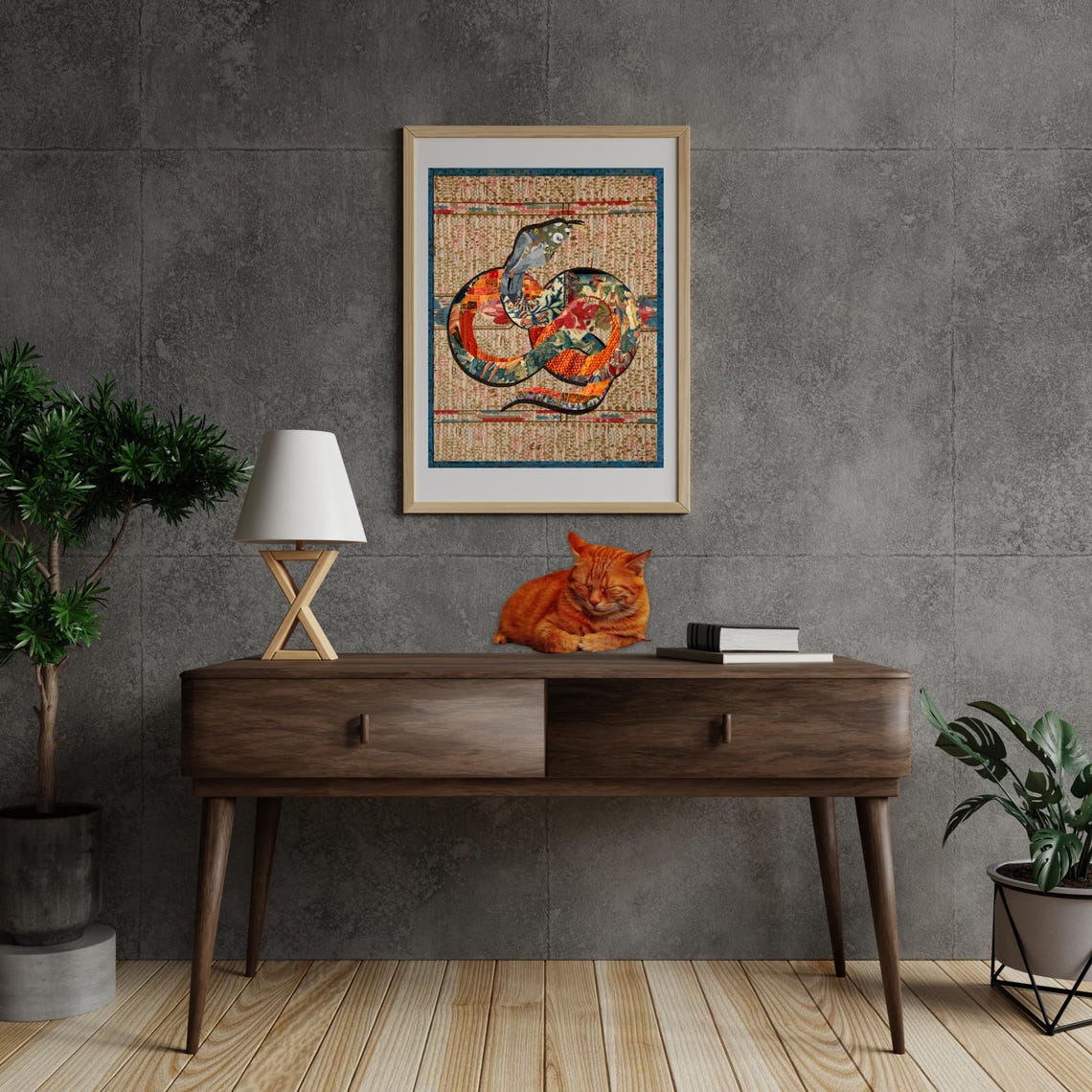 Medieval Tapestry Snake Collage Art | Digital Wall Print | Unique Boho ...