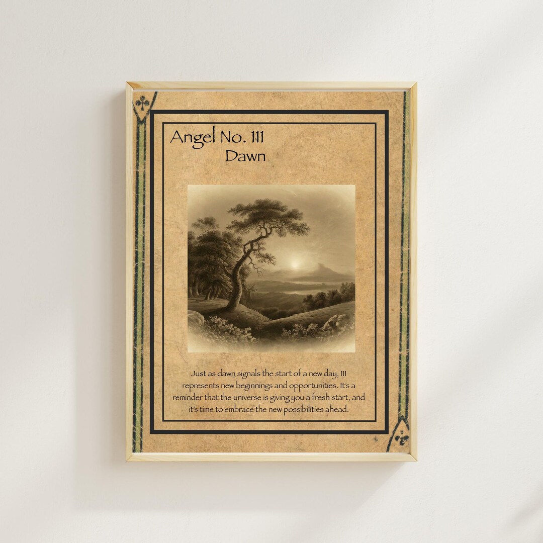 Angel Number 111 Wall Art - New Beginnings Spiritual Decor - Vintage ...