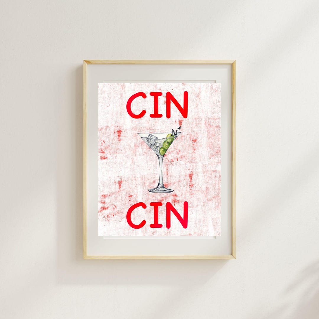 Cin Cin Martini Wall Art - Italian Cocktail Decor - Watercolor Bar ...