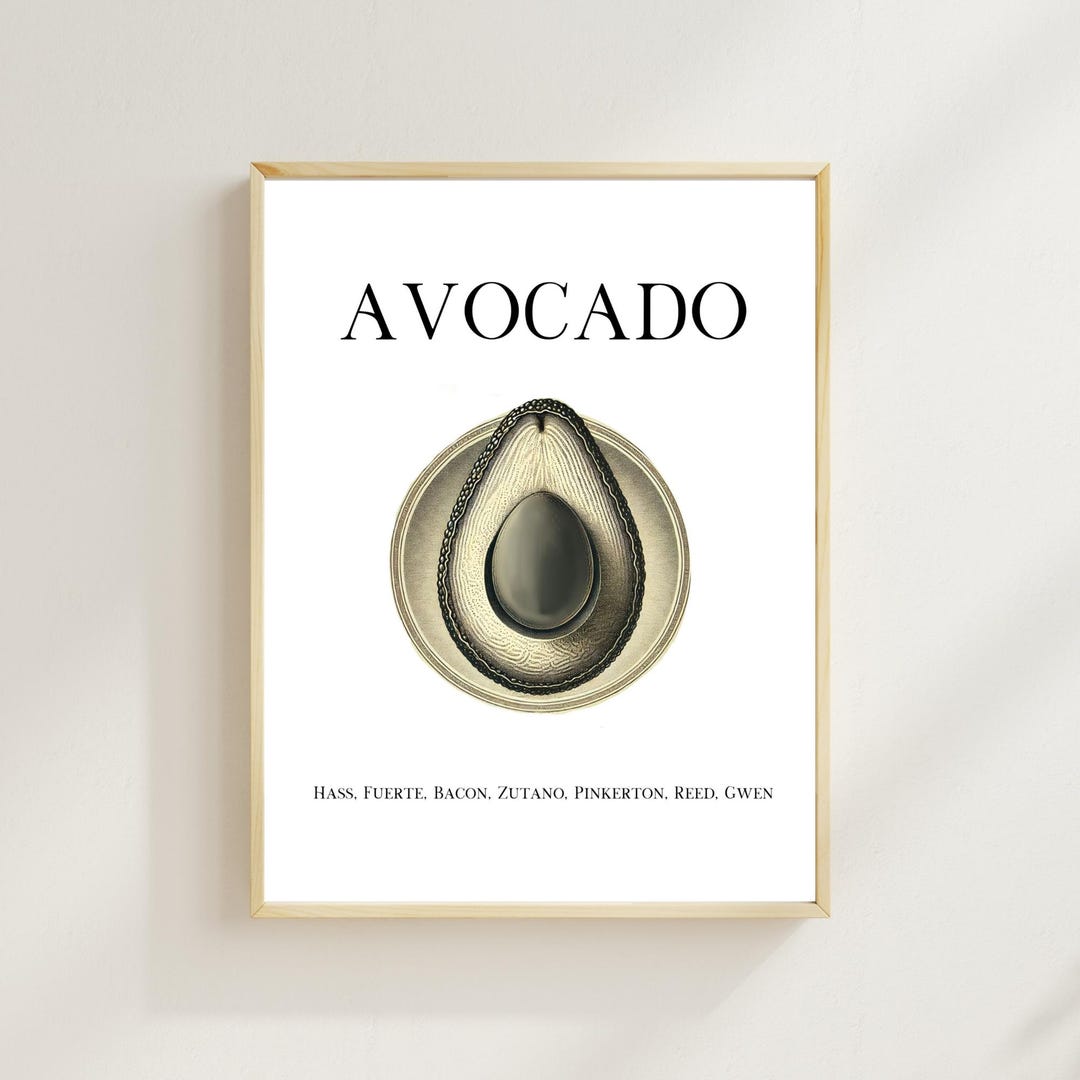 Vintage Avocado Lithograph Wall Art - Farmhouse Kitchen Produce Decor ...