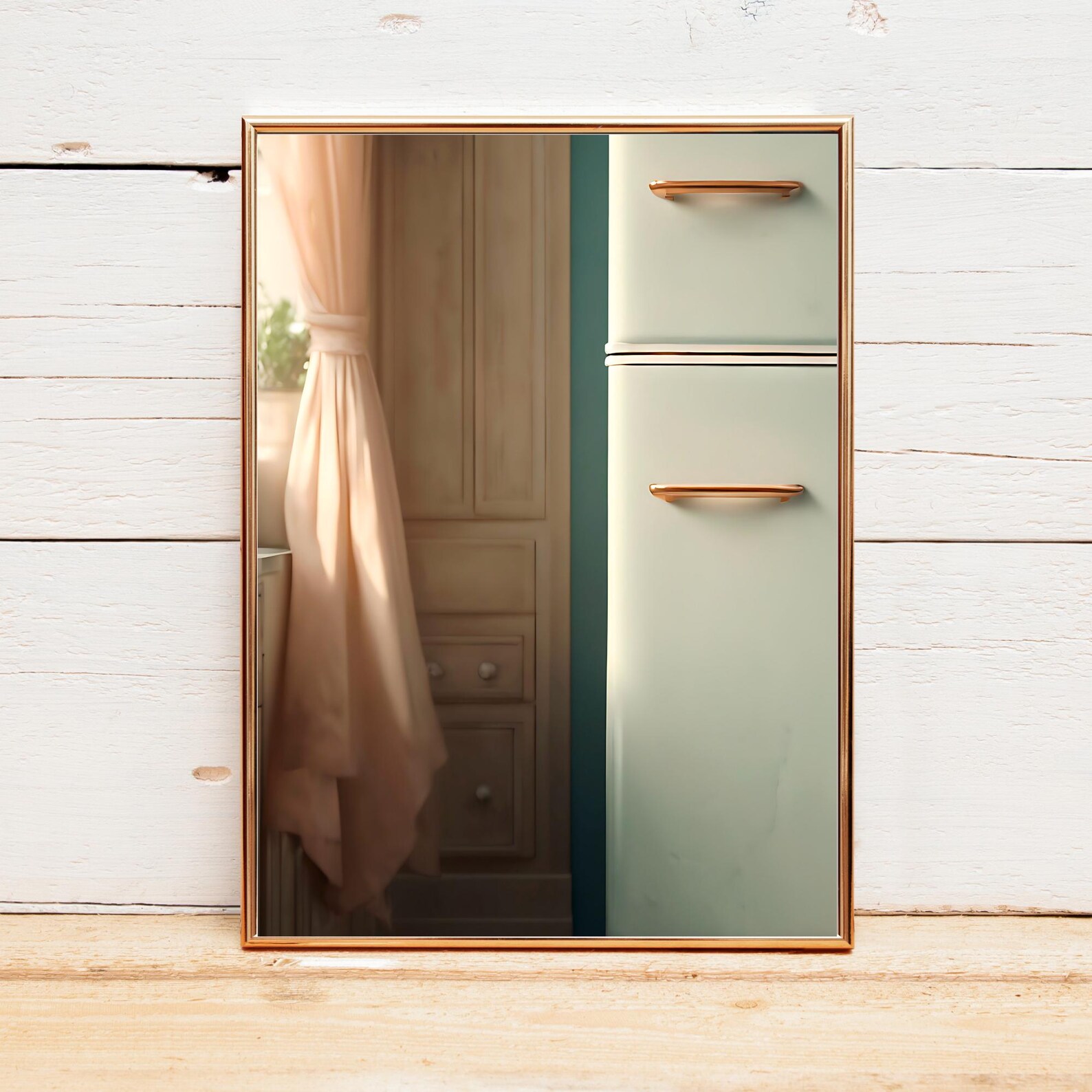 Retro Fridge Art Print - Vintage Kitchen Wall Decor - Mid-century ...