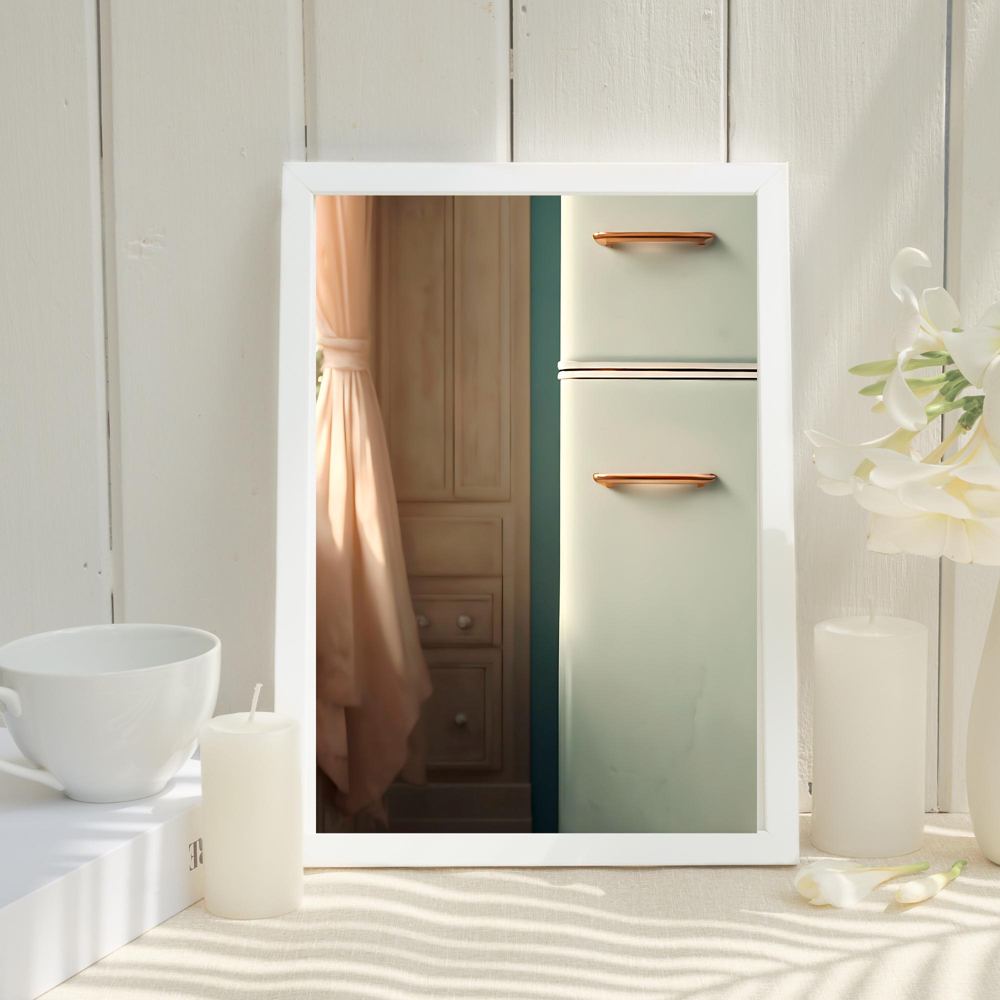 Retro Fridge Art Print - Vintage Kitchen Wall Decor - Mid-century ...