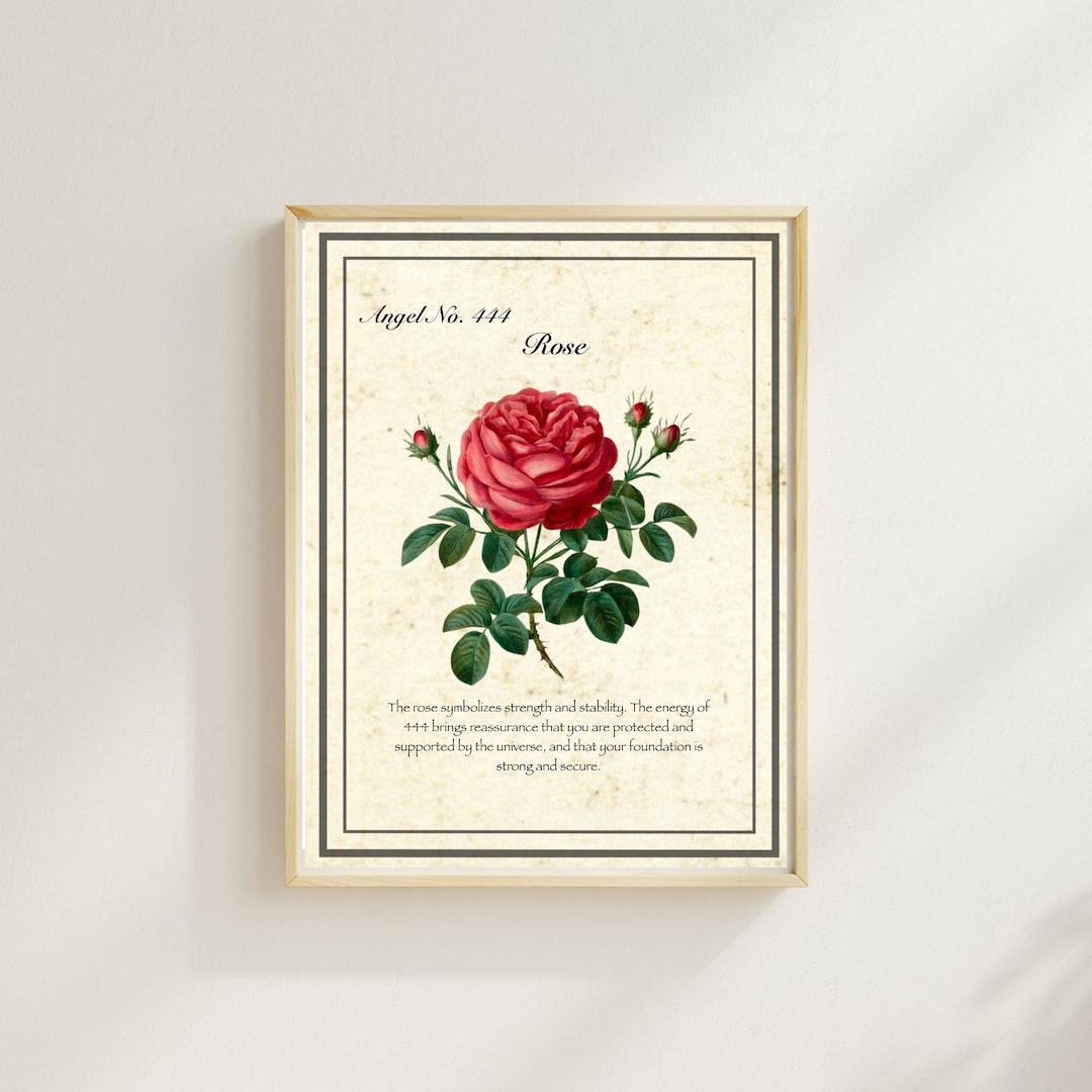 Angel Number 444 Rose Art Print - Strength and Stability Decor ...