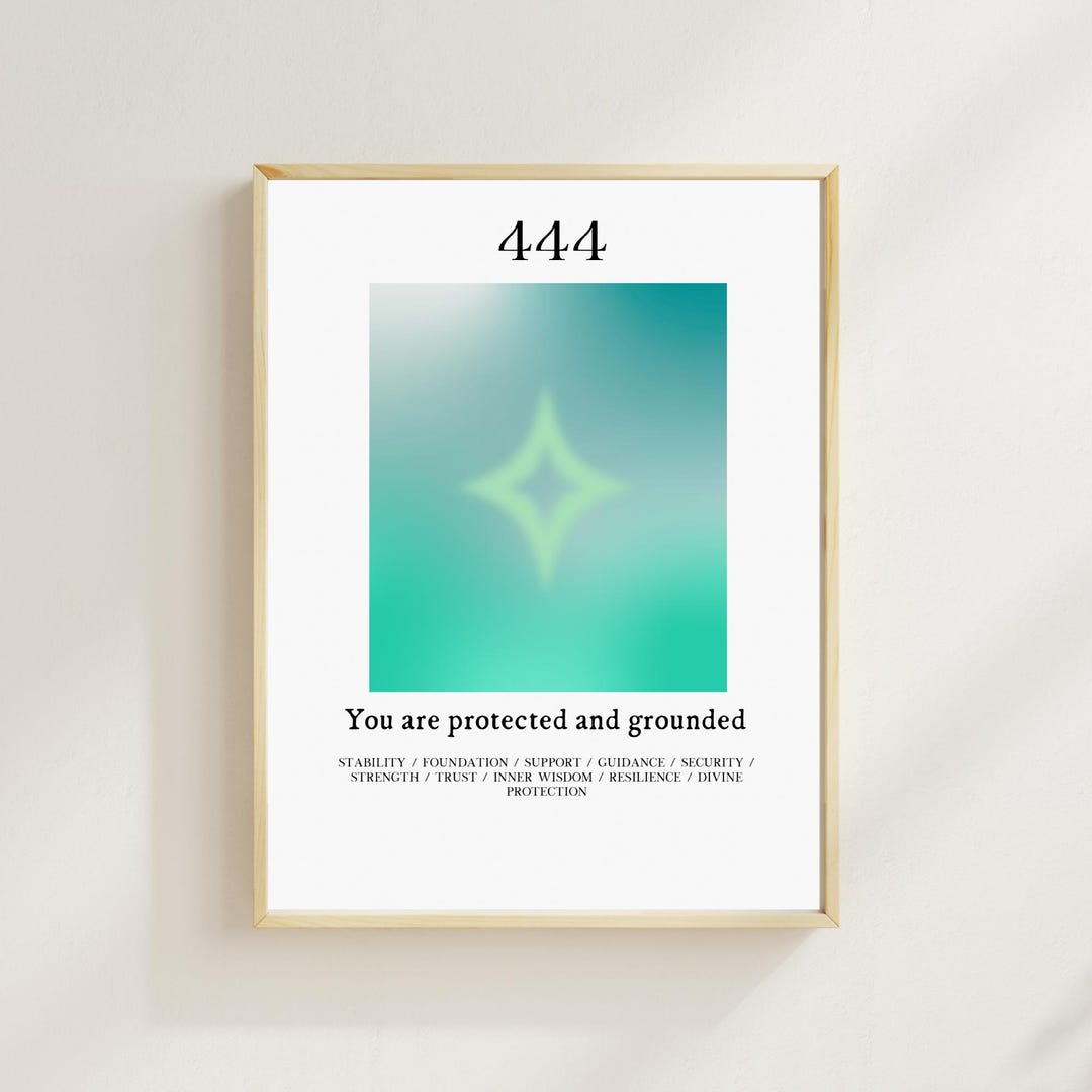 Angel Number 444 Printable Wall Art – Stability & Protection Aura Print ...