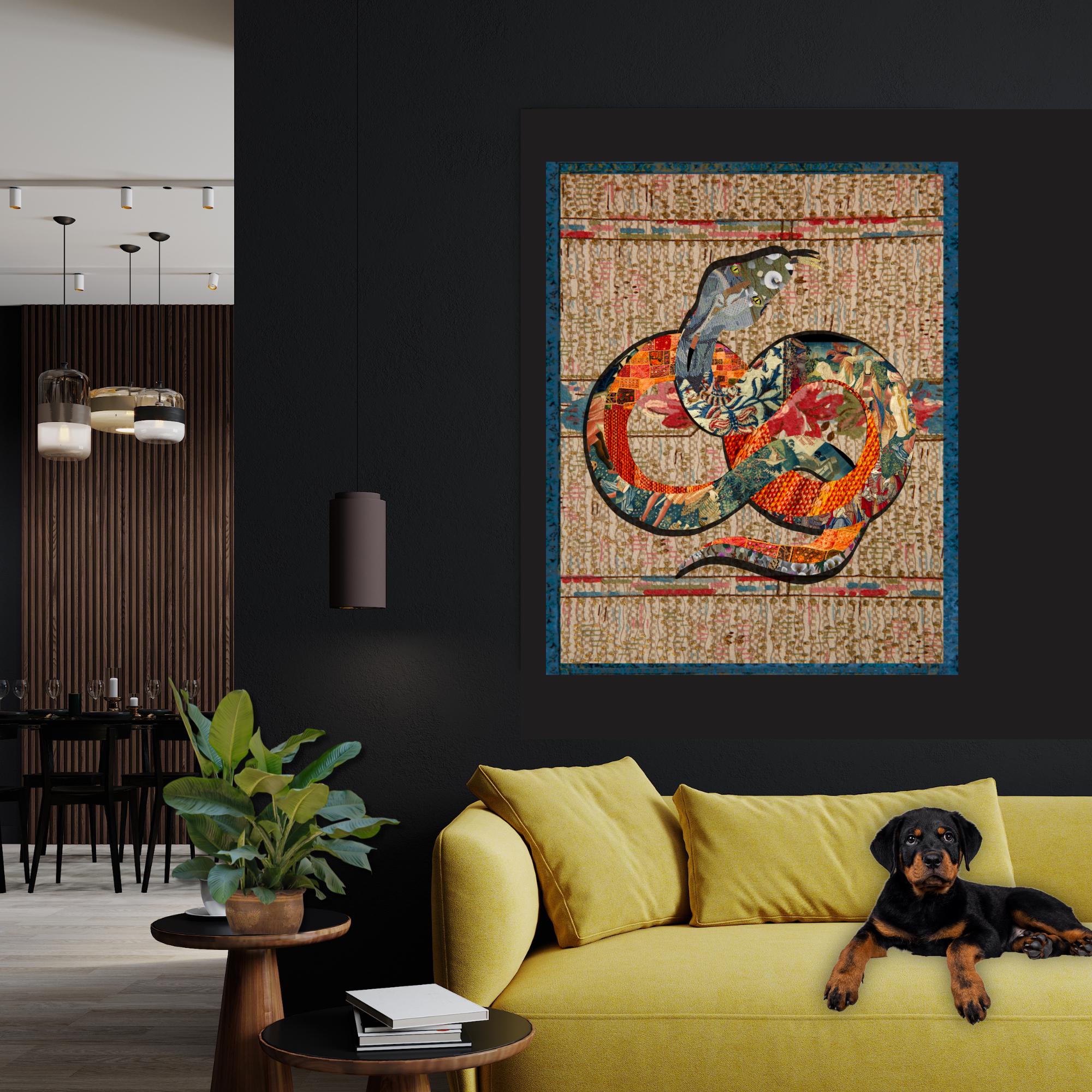 Medieval Tapestry Snake Collage Art | Digital Wall Print | Unique Boho ...