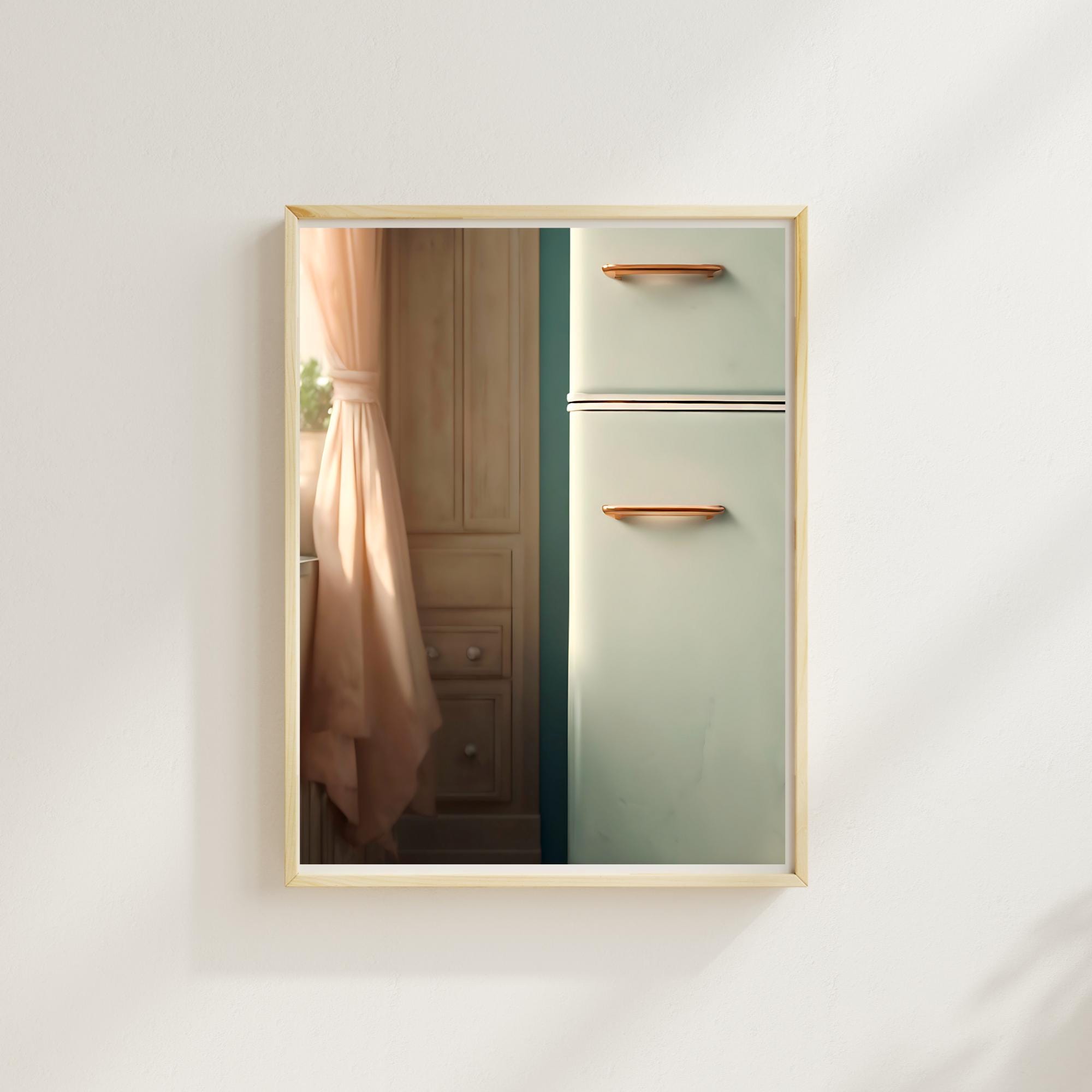 Retro Fridge Art Print - Vintage Kitchen Wall Decor - Mid-century ...