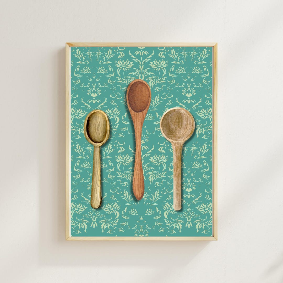 Rustic Wooden Spoons Kitchen Wall Art - Boho Farmhouse Cooking Decor ...